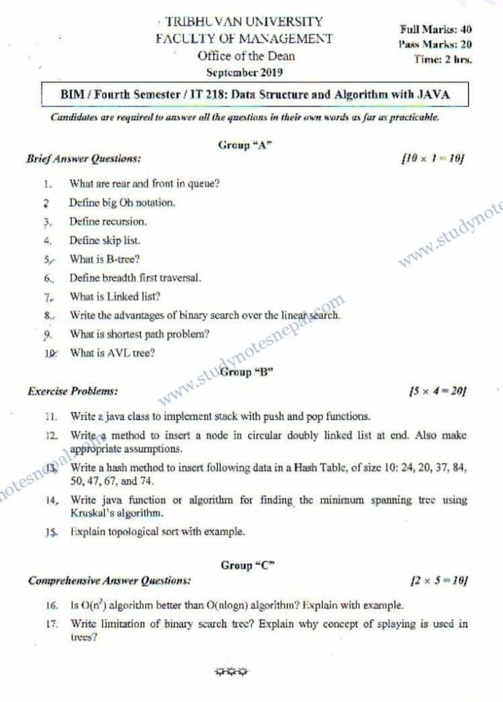 DSA with Java - Questions Bank » STUDY NOTES NEPAL