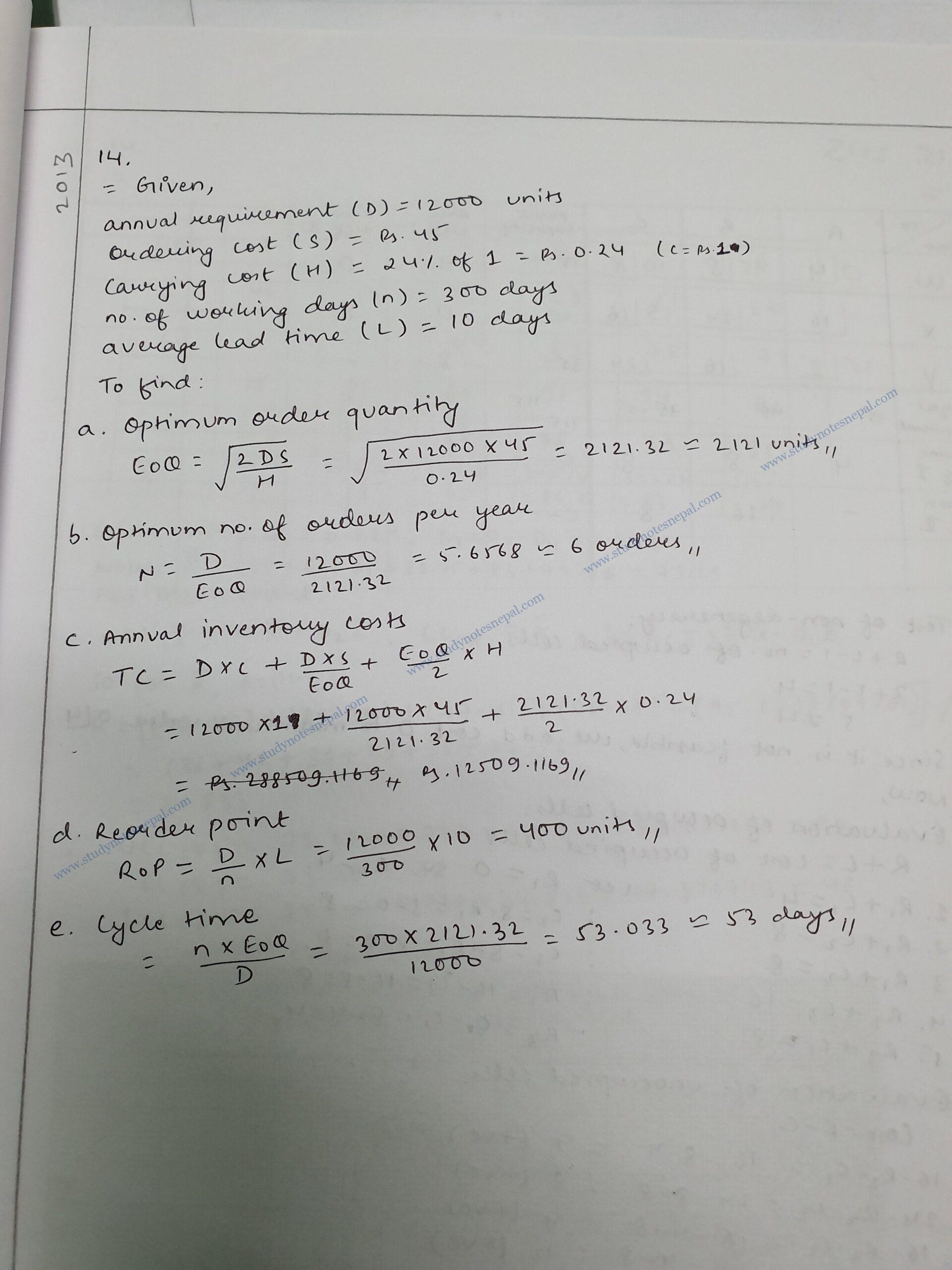 Operation Management Old Question Solution Bim 7th Semester Study