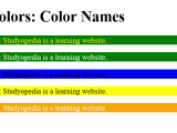 Css Colors Studyopedia
