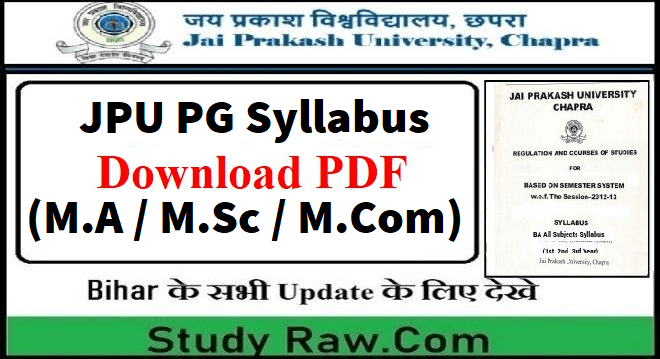 JPU PG Syllabus Download PDF - MA, MSc, MCom / Jai Prakash University ...