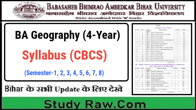 BRABU BA Geography New Syllabus CBCS Semester-1, 2, 3, 4, 5, 6, 7, 8 ...