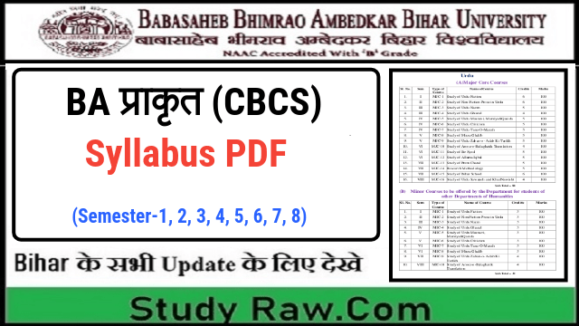 BRABU BA Prakrit New Syllabus / Semester-1, 2, 3, 4, 5, 6, 7, 8 - Study Raw