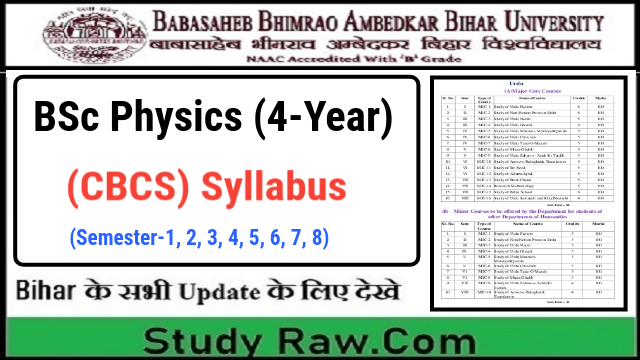 BRABU BSc Physics New Syllabus CBCS Semester-1, 2, 3, 4, 5, 6, 7, 8 - Study Raw