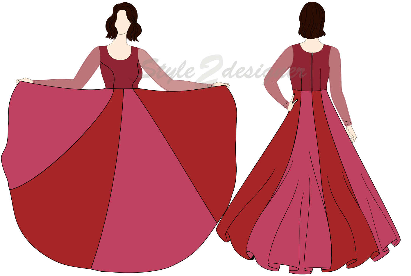 56 Inch Length | 8 Panel Anarkali Dress A0 Size PDF Pattern