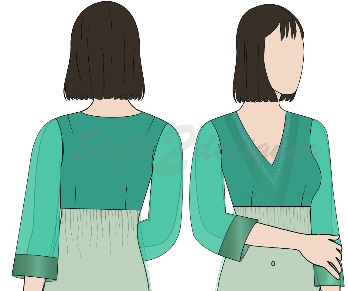 V-Neck Free Sleeve Single Dart Fit Upper Body PDF Pattern