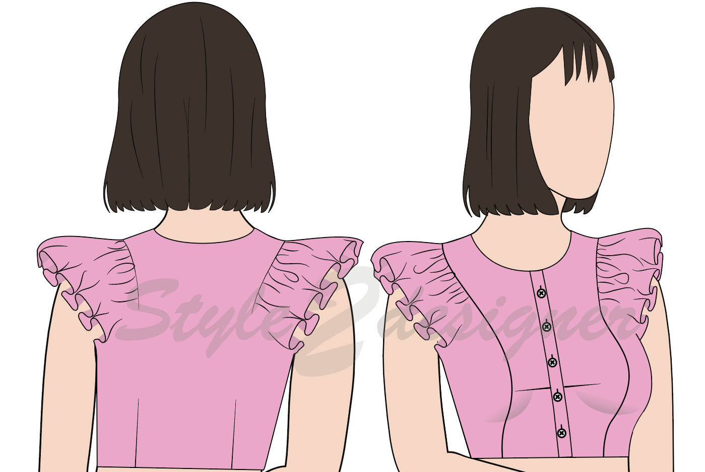 Gathered Sleeve Singlet Crop Top PDF Pattern Download