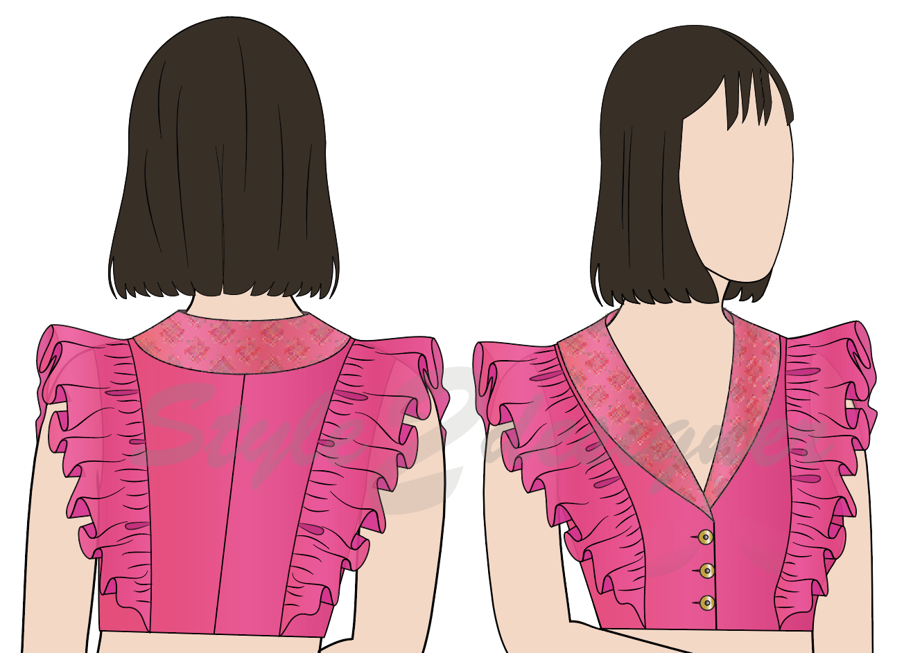 Label Collar Frills At Princess Line Crop Top PDF Pattern