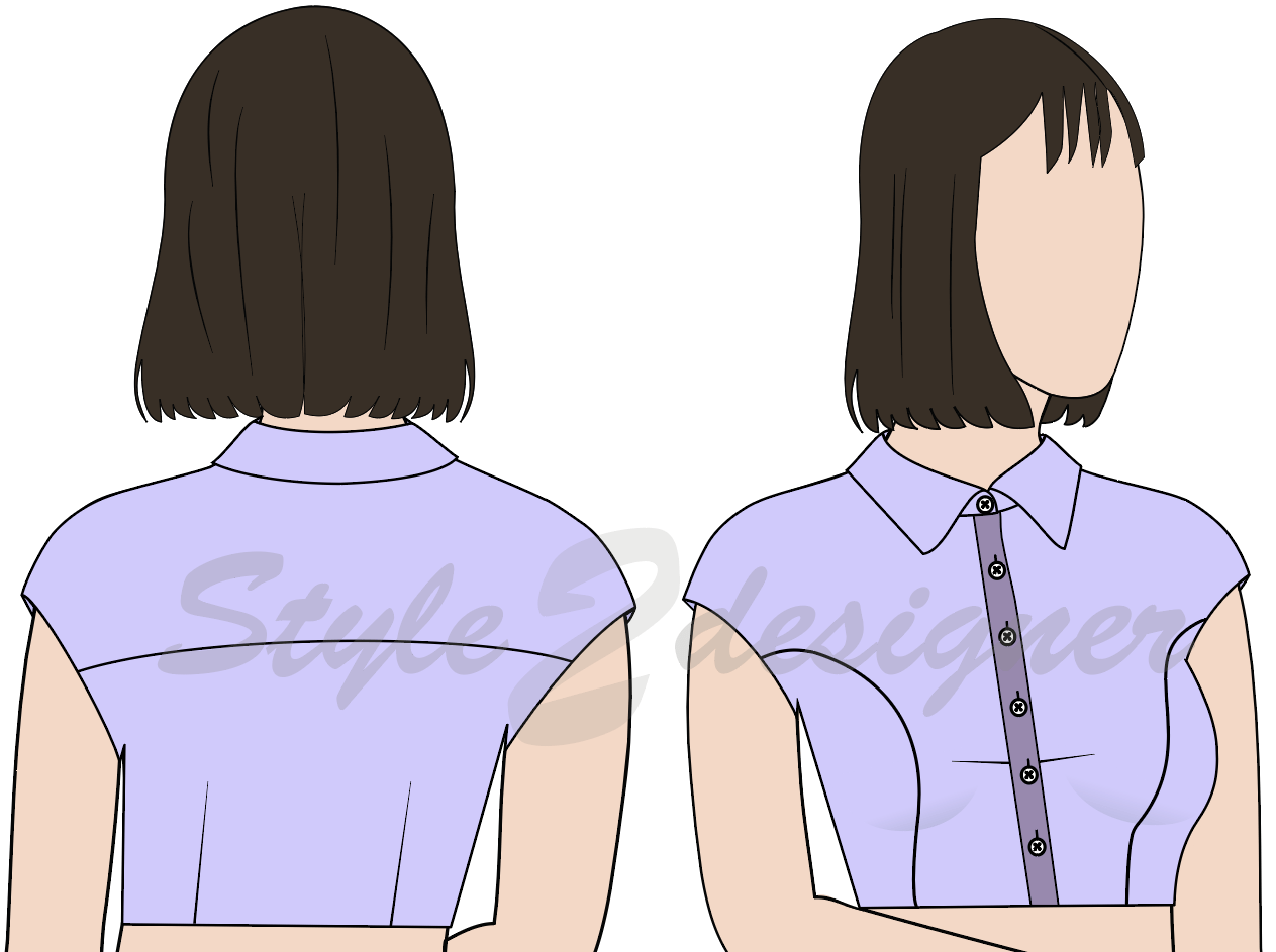 Magyar Sleeve Crop Top With Collar PDF Pattern Download