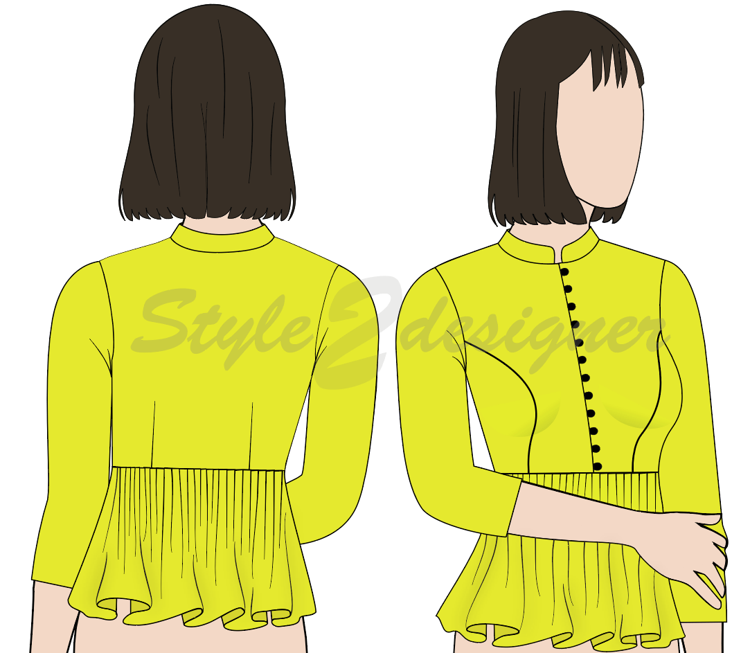 Mandarin Collar Fashion Jacket Blouse PDF Pattern Download