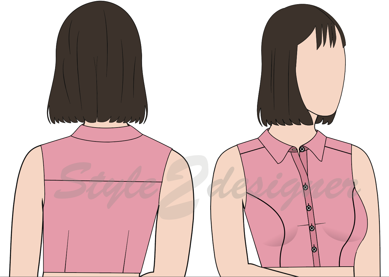 Crop Collared Shirt Blouse PDF Pattern Download