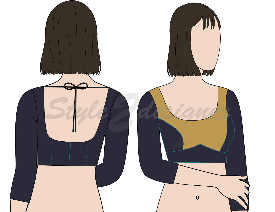 Basic 3/4th Sleeve Blouse With Princess Seam PDF Pattern