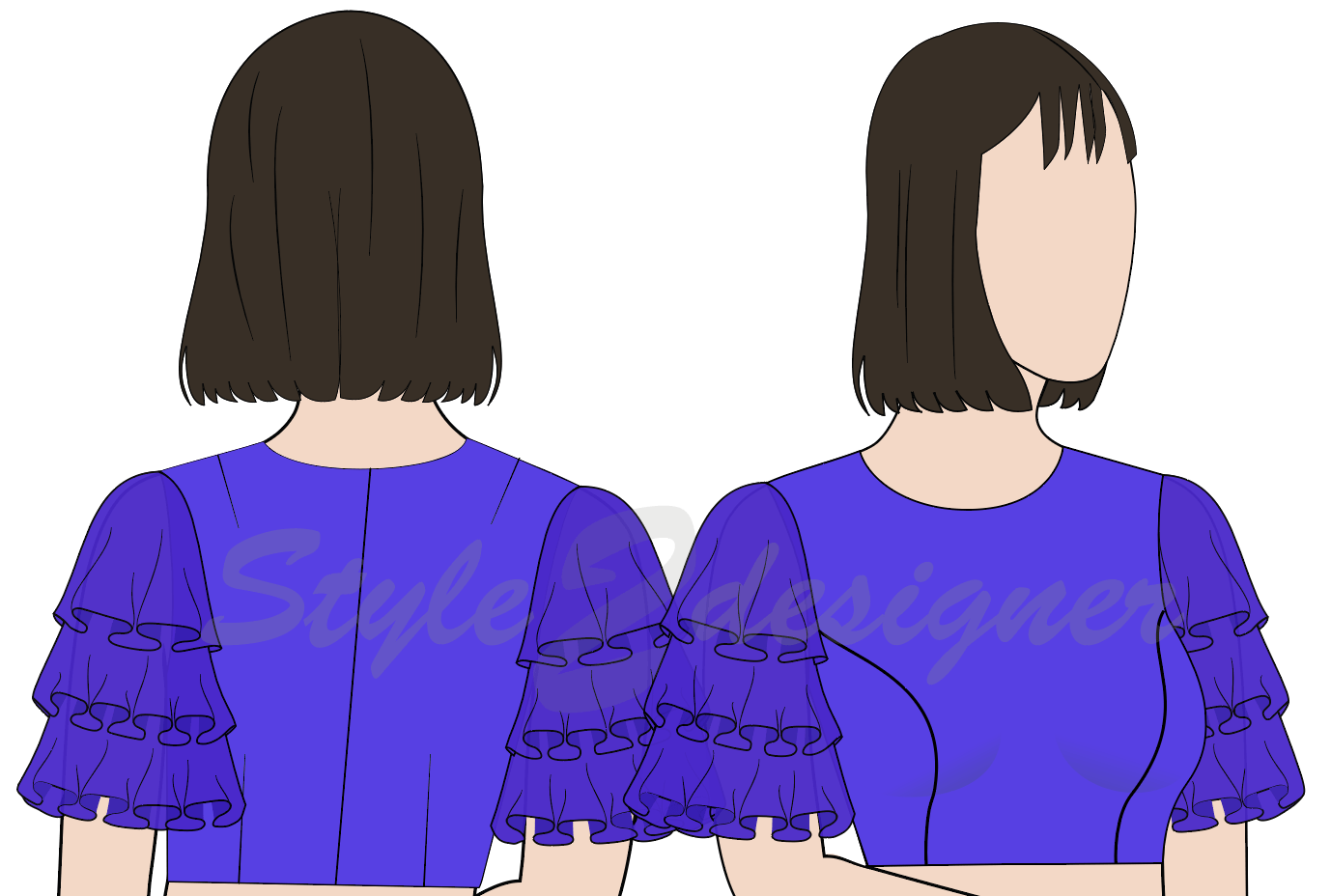 3 Layer Bell Sleeve Necklace Crop Top PDF Pattern Download