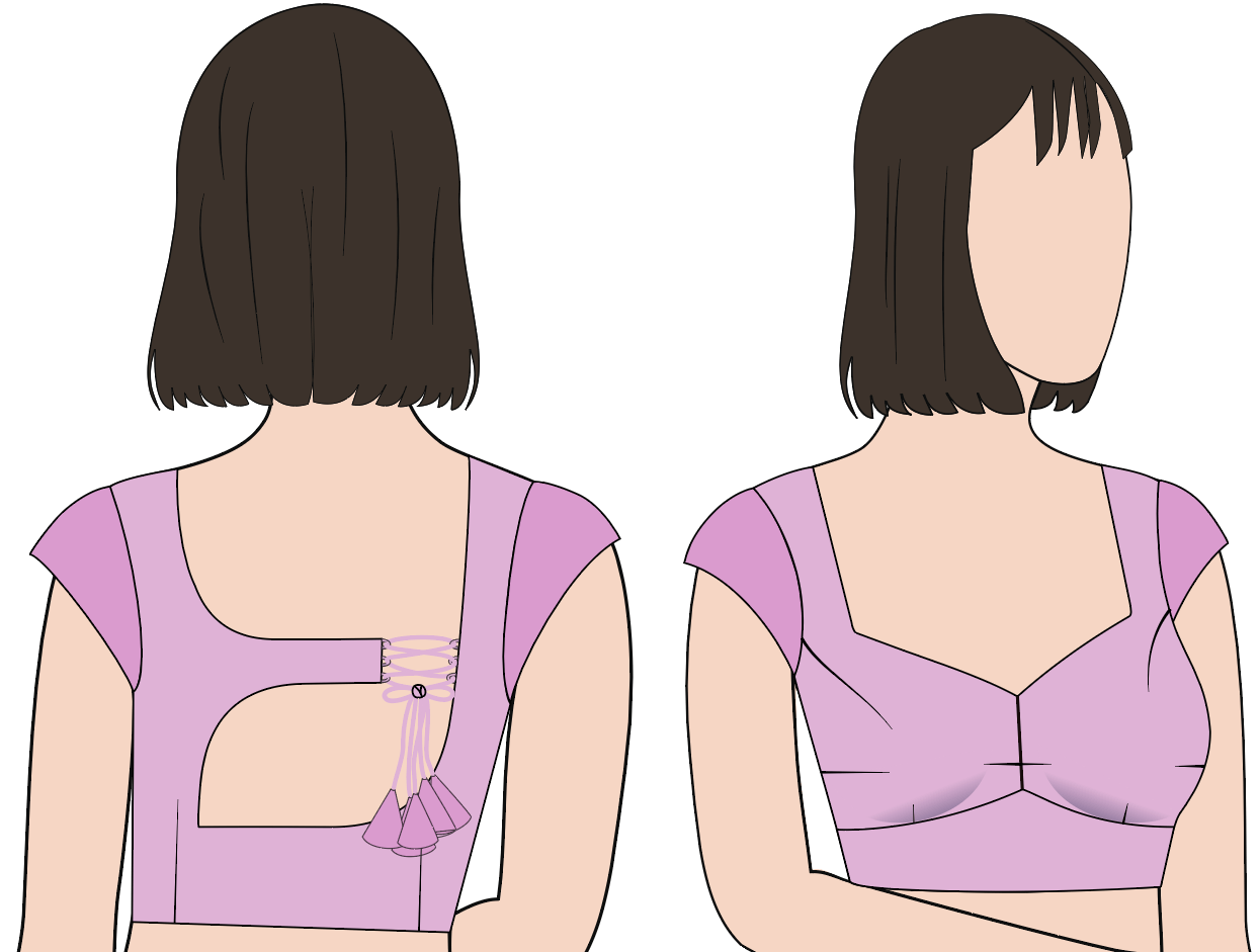 3 Dart Asymmetrical Back Neck Blouse PDF Pattern Download