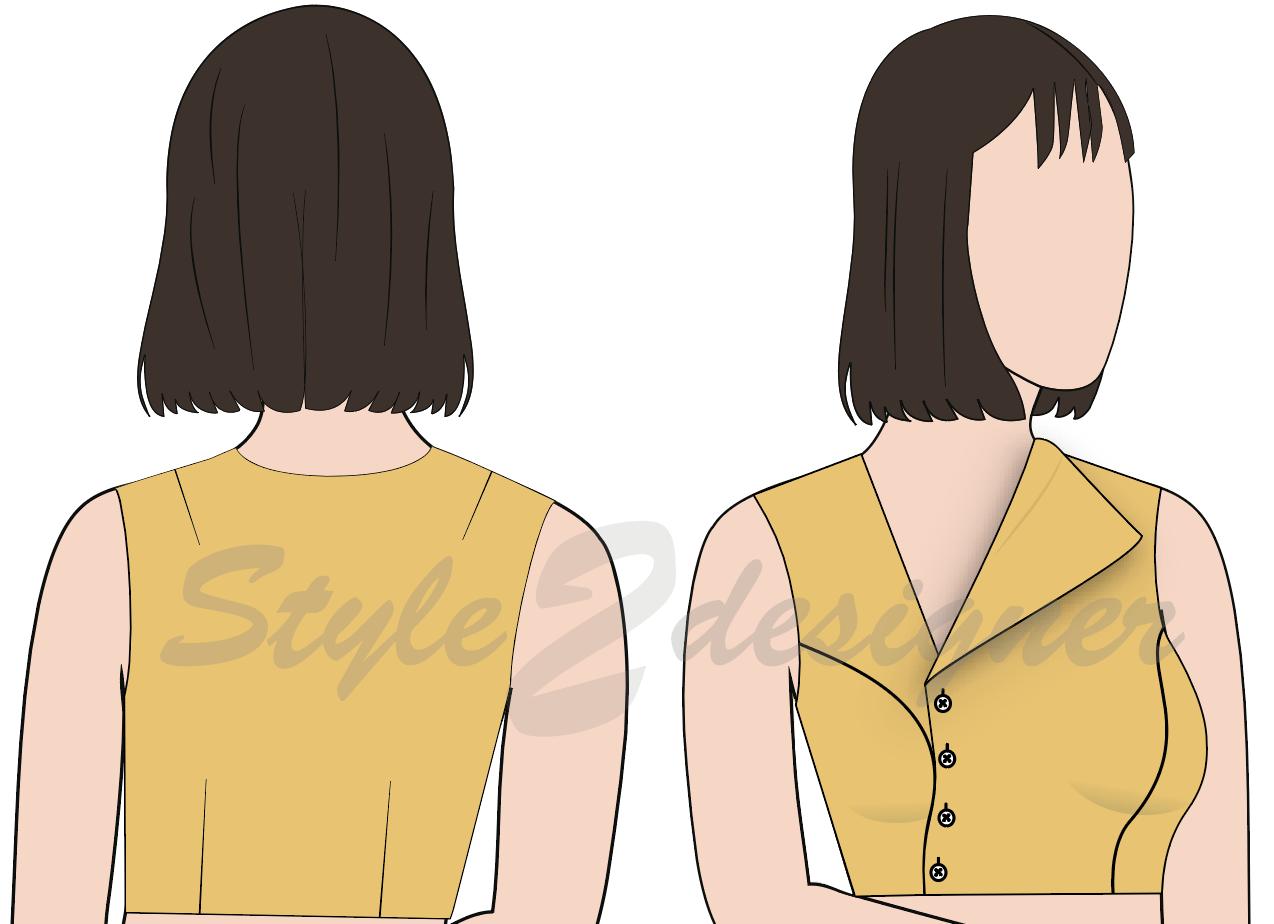 One Side Envelope Collar Blouse PDF Pattern Download