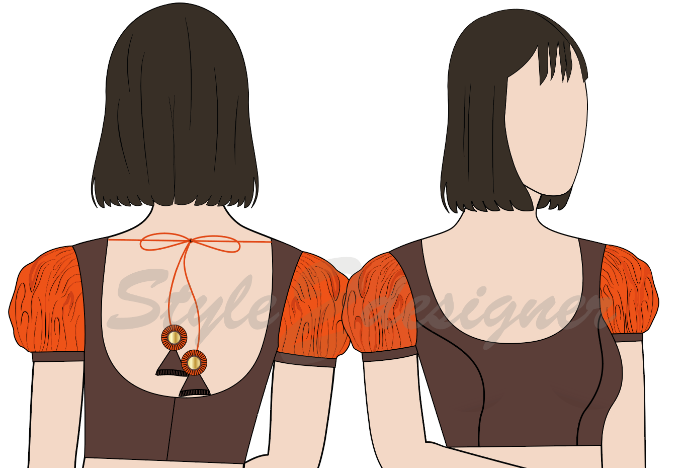 Double Side Puff Mini Sleeve Blouse PDF Pattern Download