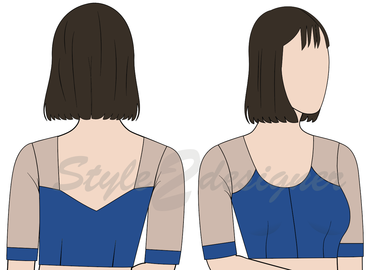 Single Dart Cut Panel Blouse PDF Pattern Download