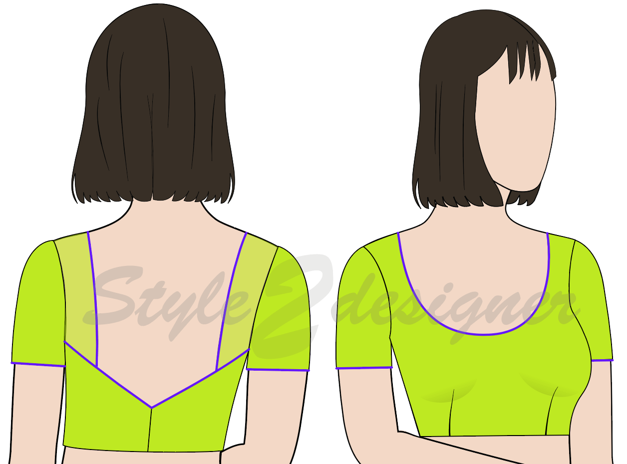 Single Dart Deep Neck Drop Blouse PDF Pattern Download