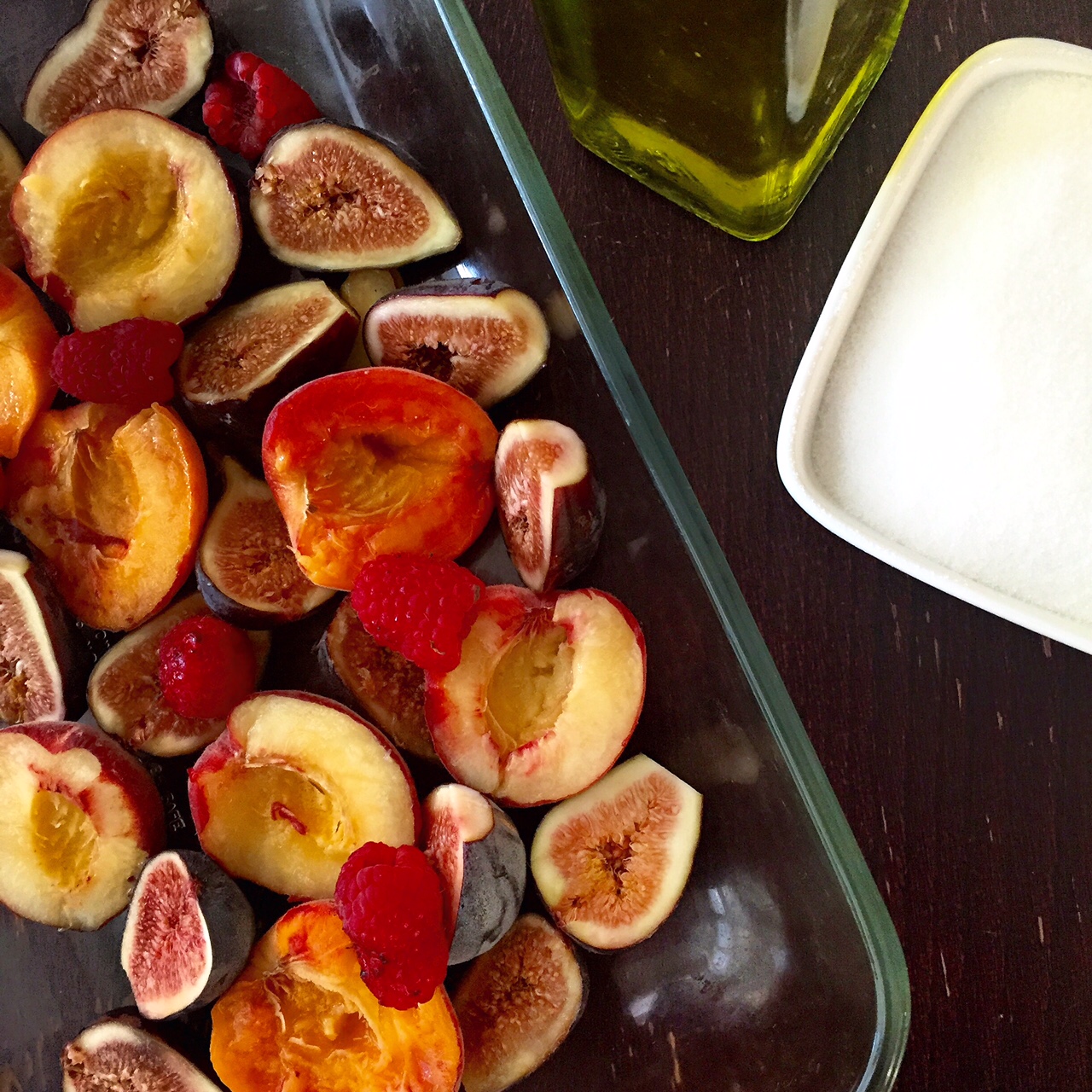 Roasted Figs and Peaches with Vanilla Ice Cream and Honey - Style + Eat