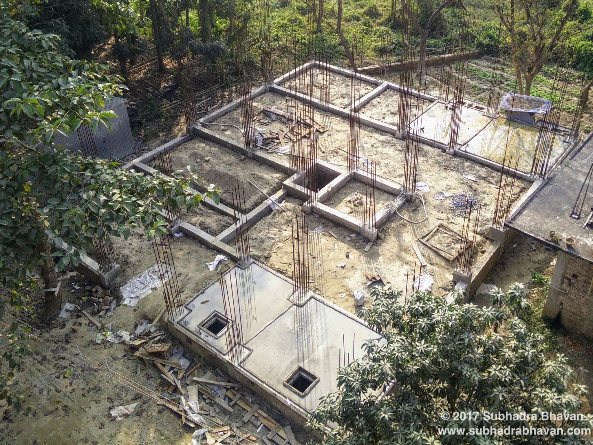 Pile Caps and Plinth - Construction of Subhadra Bhavan