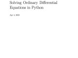 Solving Odes In Python Lecture Notes Used In The Last Part Of The