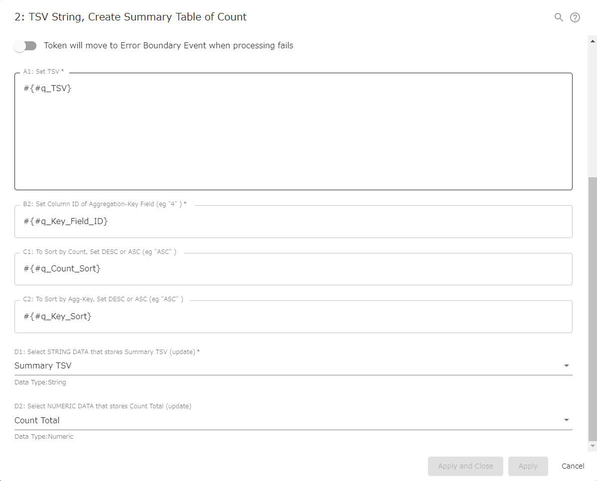 Tsv String Create Summary Table Of Count Questetra Support