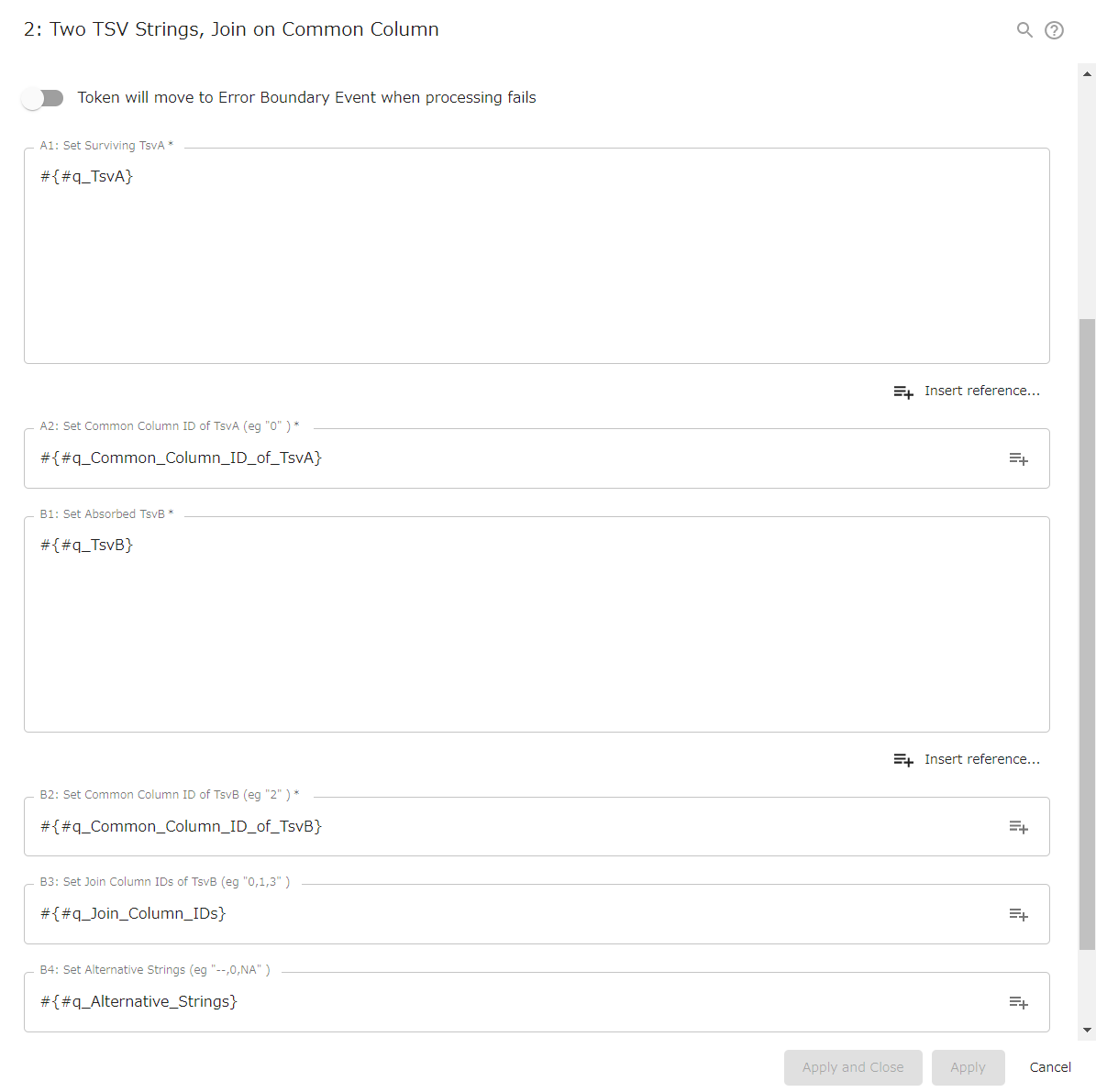Two TSV Strings, Join on Common Column – Questetra Support