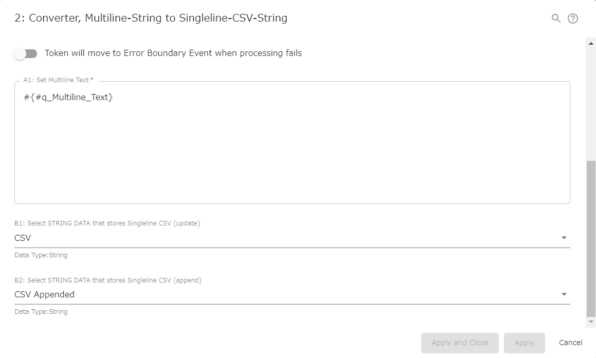 Converter: Multiline-String to Singleline-CSV-String – Questetra Support