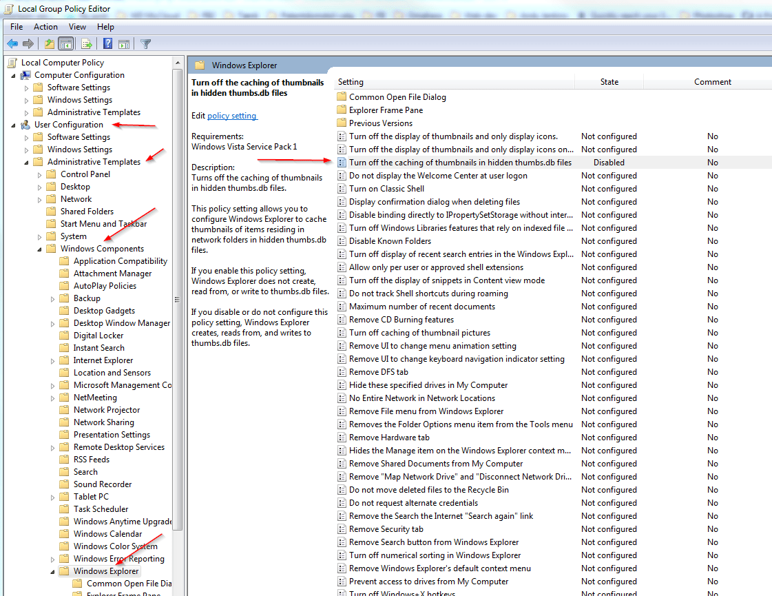 Hvordan slår jeg thumbnail cache fra i Windows 7? (Thumbs.db) | svendk.dk