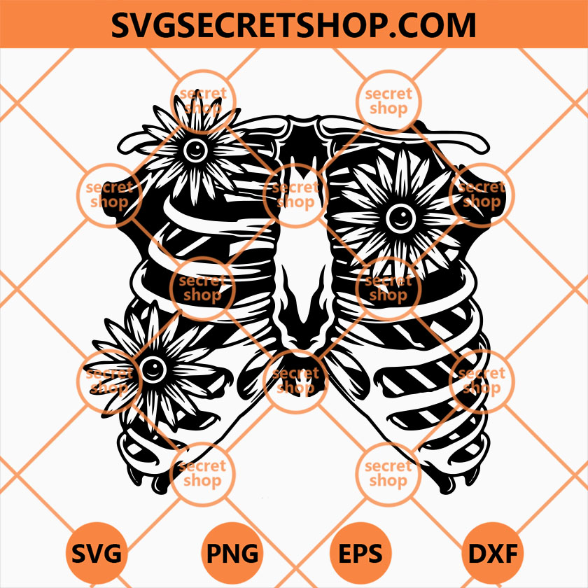 Floral Skeleton Ribs SVG, Tatoo SVG, Skull SVG, Skeleton SVG - SVG ...