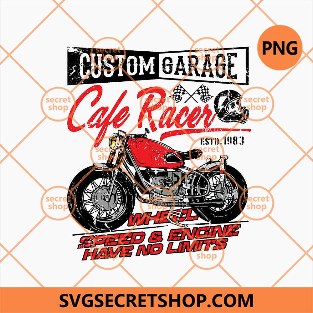 Custom Garage Cafe Racer PNG, Speed And Engine PNG, Monster Motorbike ...