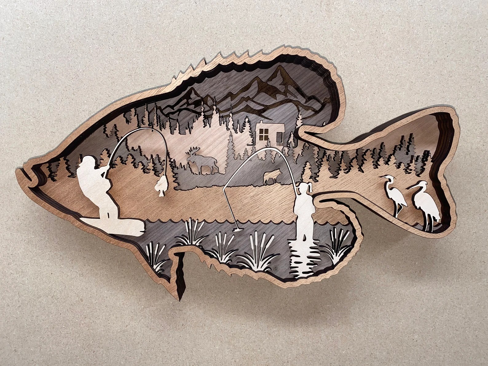 Multi-Layered Fishing Scene - Sweetfern Designs