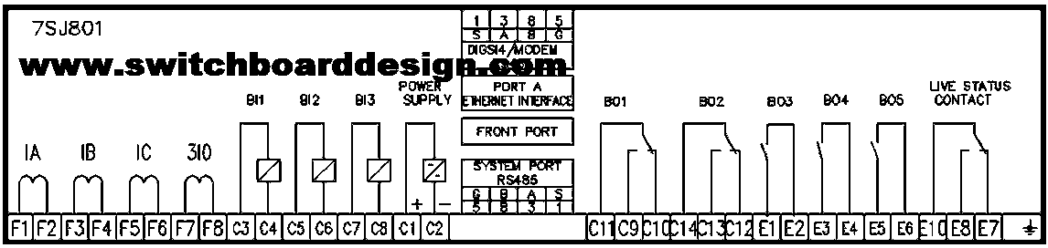 Overcurrent Protection Relay Block 7SJ80 With (1NO) - Switchboard Design