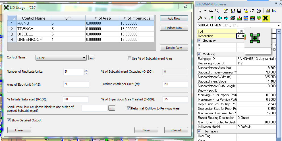 LID Usage Editor in InfoSWMM and H2OMap SWMM – SWMM5, ICM SWMM, ICM InfoWorks, InfoSWMM, InfoSewer