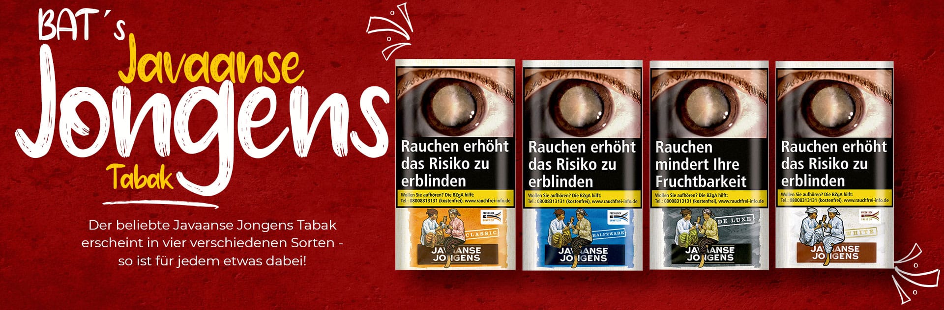 Javaanse Jongens Tabak | Alle Sorten & Größen | Online kaufen im Shop