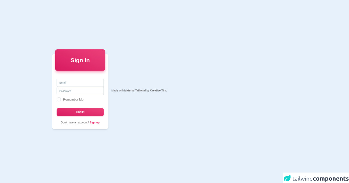 Tailwind Css Login Card By Material Tailwind
