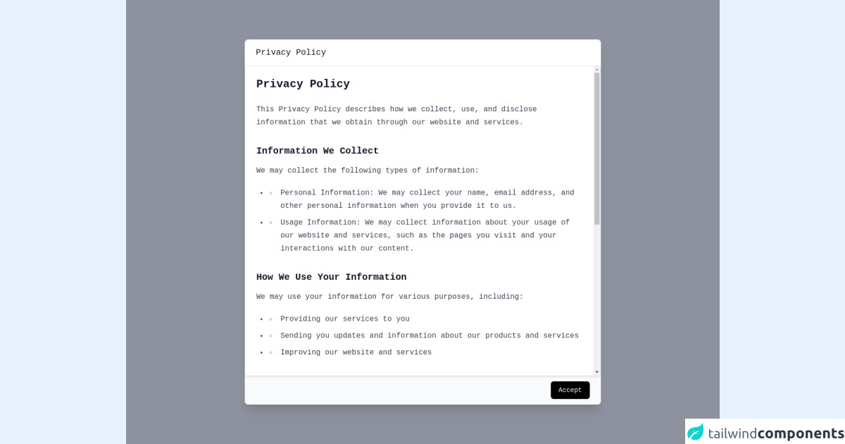 Tailwind Css Modal Scrollable Responsive With Alpine Js Alpinejs