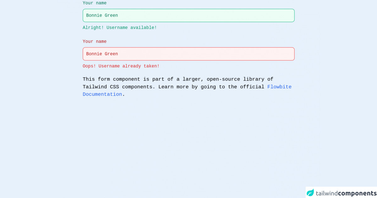 Tailwind Css Form Validation Inputs