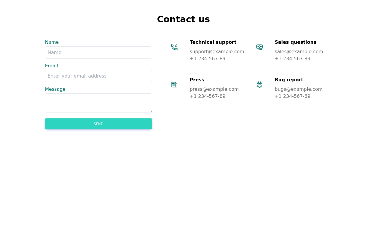 Responsive Contact Us Section Tailwind Css Example