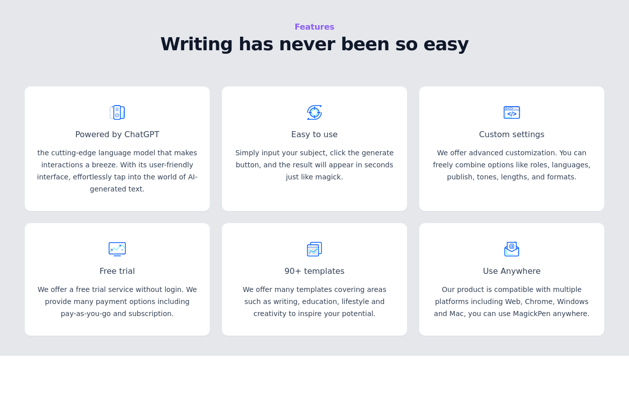 Feature Showcase Tailwind Css Example