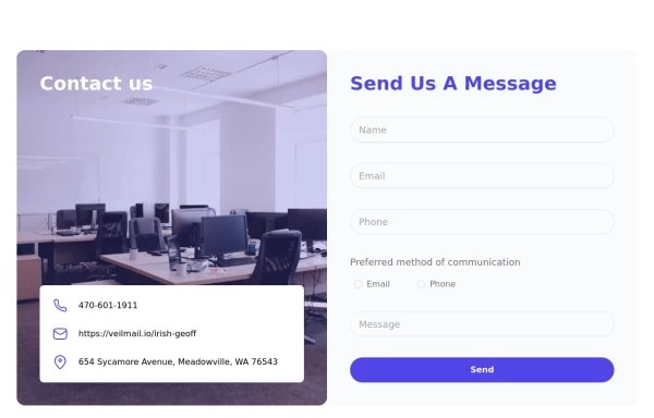 Contact Information Section With Form Tailwind Css Example