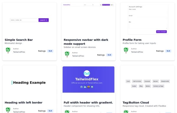 Responsive Card Grid Tailwind Css Example