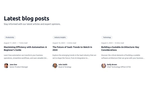 Blog Section Htmlwind Tailwind Css Example