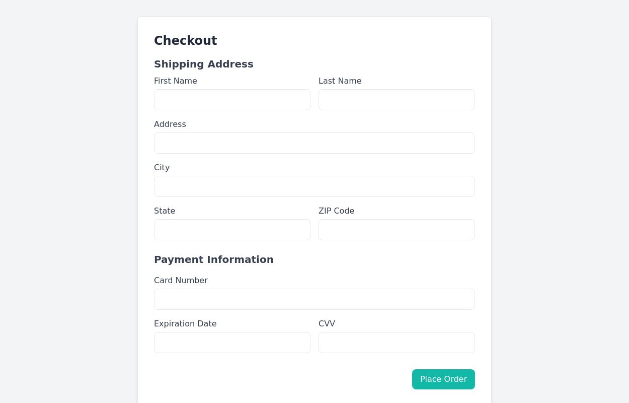 Checkout Form Tailwind Css Example