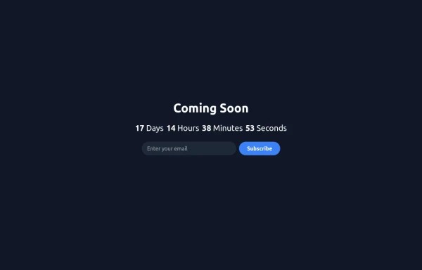 Coming Soon Landing Page With Countdown Timer Tailwind Css Example