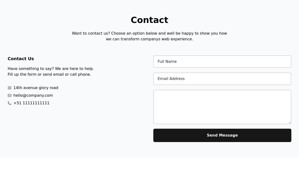 Contact Page Tailwind Css Example