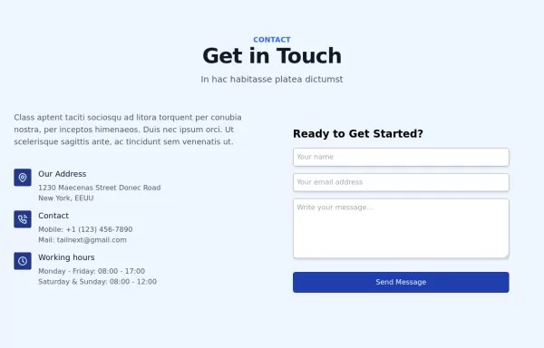 Responsive Contact Us Section Tailwind Css Example