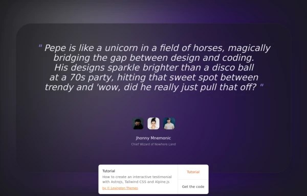 Interactive Testimonial With Tailwind Css And Alpine Js Tailwind Css
