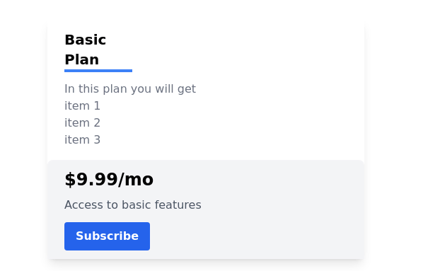 Pricing Card Tailwind Css Example
