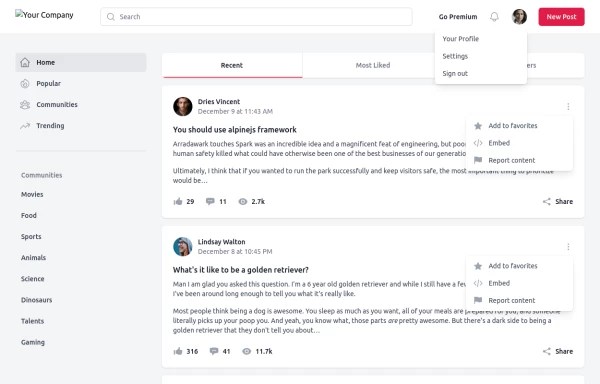 Dashboard Layout Tailwind Css Example