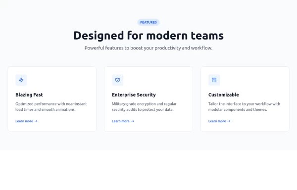 Responsive Features Section Tailwind Css Example